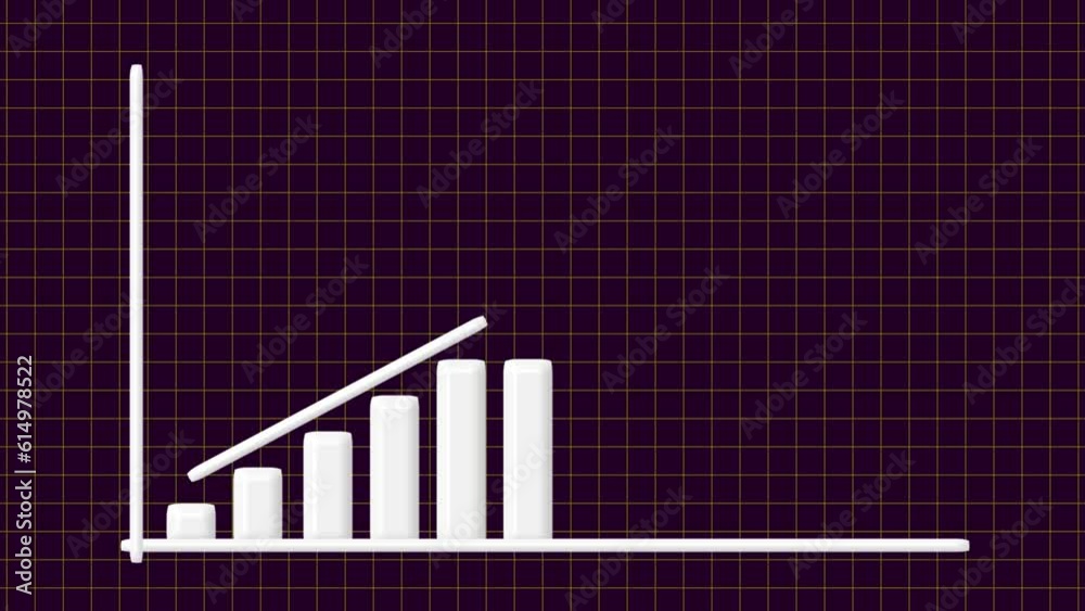 Abstract growth graph on dark blue color and grid line background ...