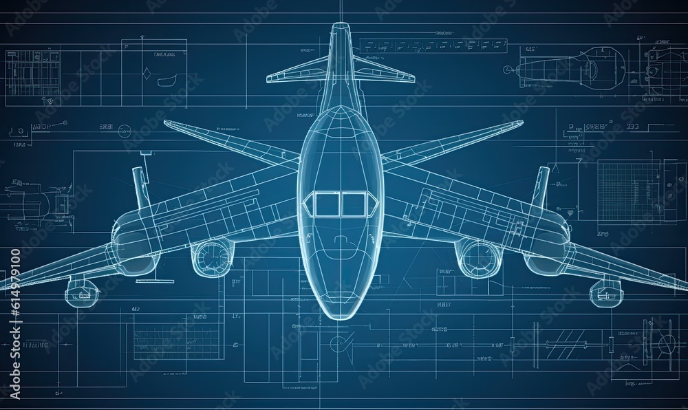 In-depth technical illustration of a plane's components depicted in a ...