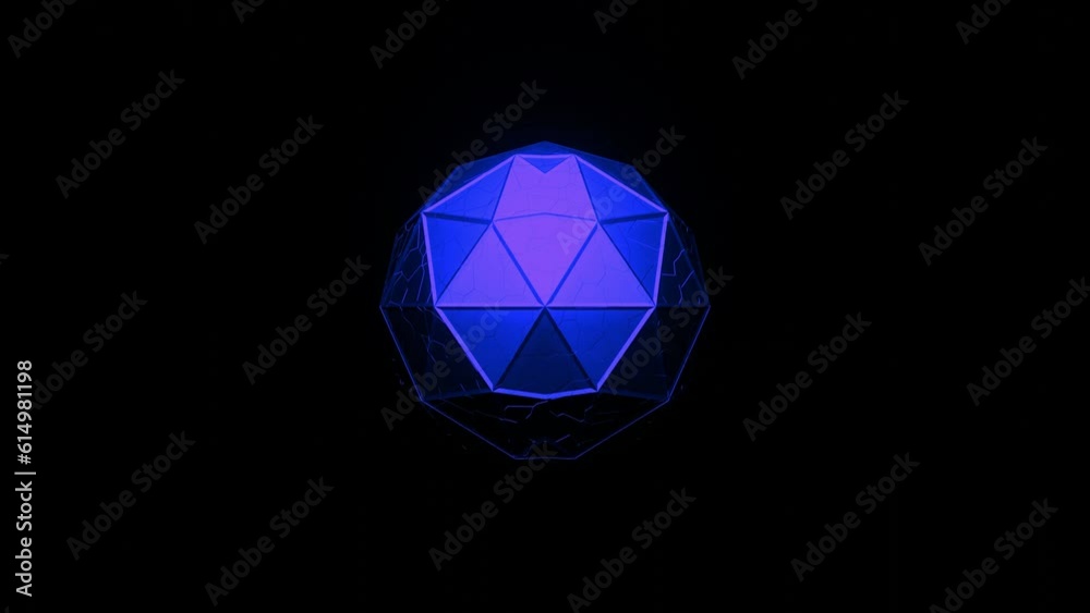 Seamless loop animation blue sphere rotation on black background, VFX ...