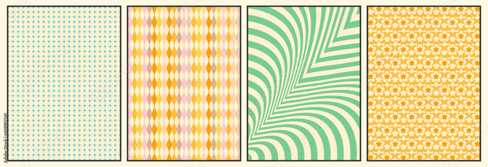Groovy backgrounds set. Retro groovy texture. 60s and 70s style. Hippie ...
