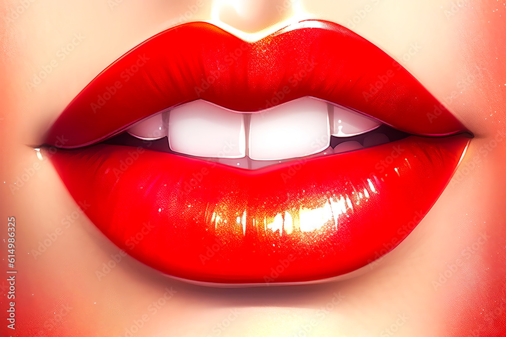 Captivating close-up of sensual female lips and mouth, evoking emotions ...