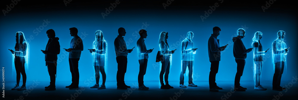 Diverse people using smartphones, illustrating technology's influence ...