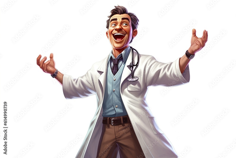 drawing of a happy doctor isolated on white background. Generated by AI ...