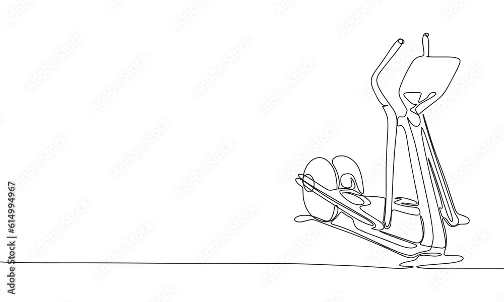 Continuous one line drawing of elliptical trainers. Fitness sport ...