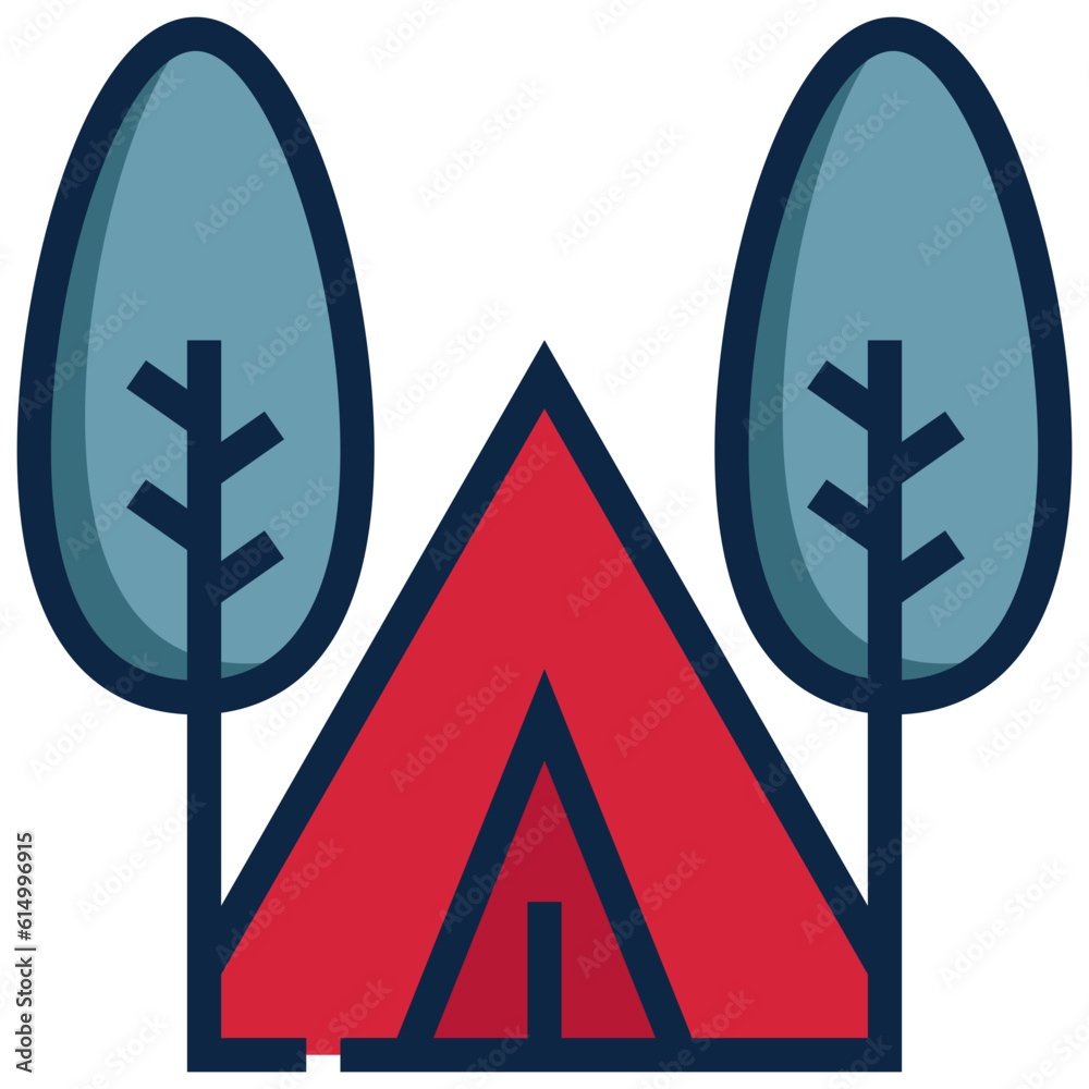 camping tent campground location map icon filled outline Stock Vector ...