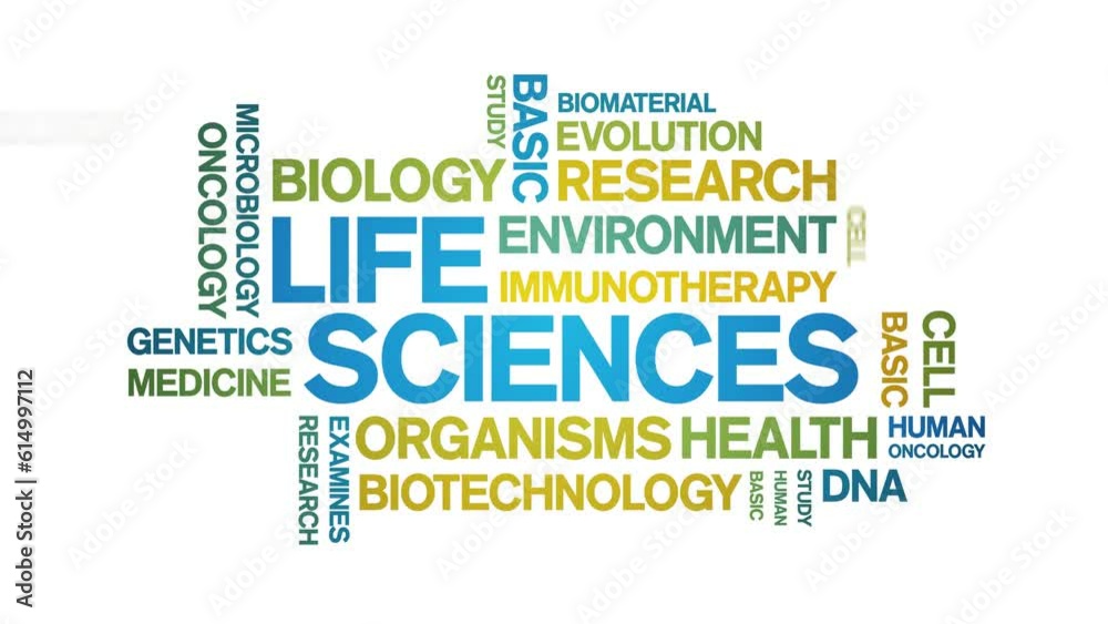 Life Sciences animated tag word cloud;text design animation kinetic ...