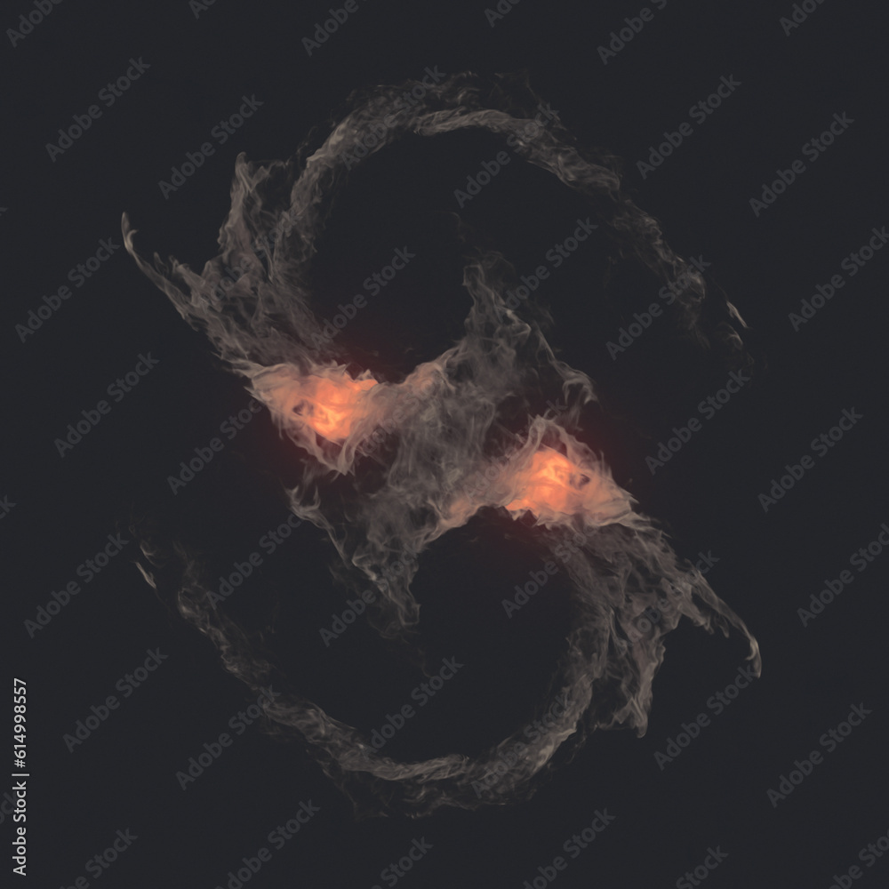 Bright flames wriggle in a magical fire vortex. 3d rendering background ...