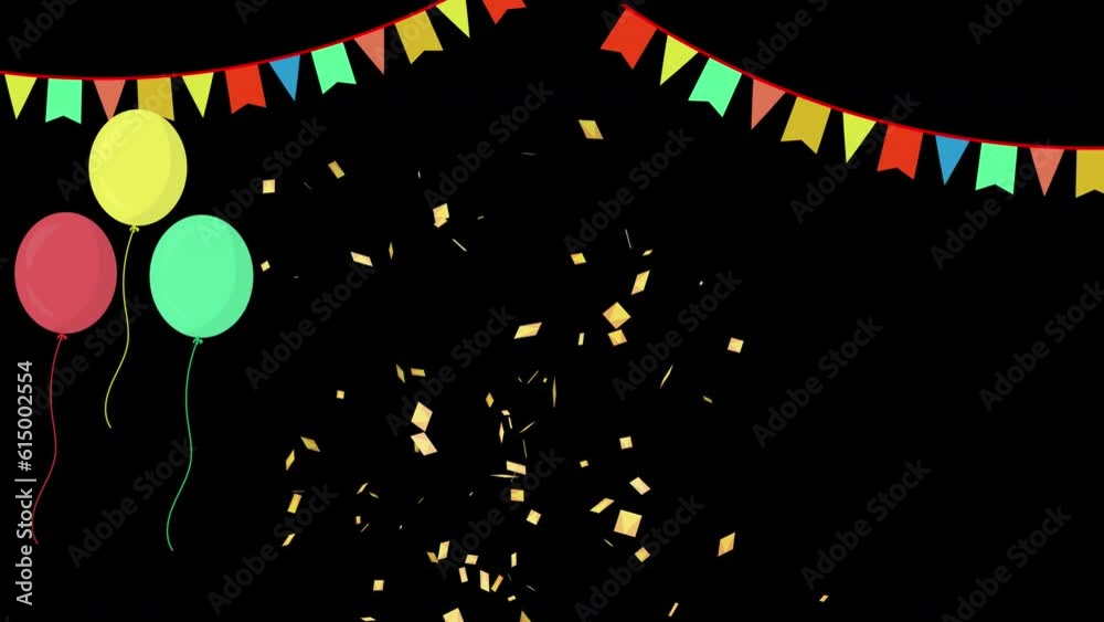 Birthday party invitation celebration green screen background with fun ...