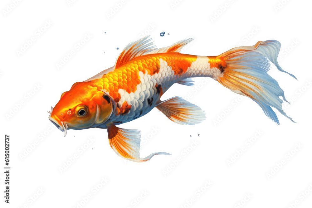 Set of koi, carp fish on an isolated white background, watercolor ...