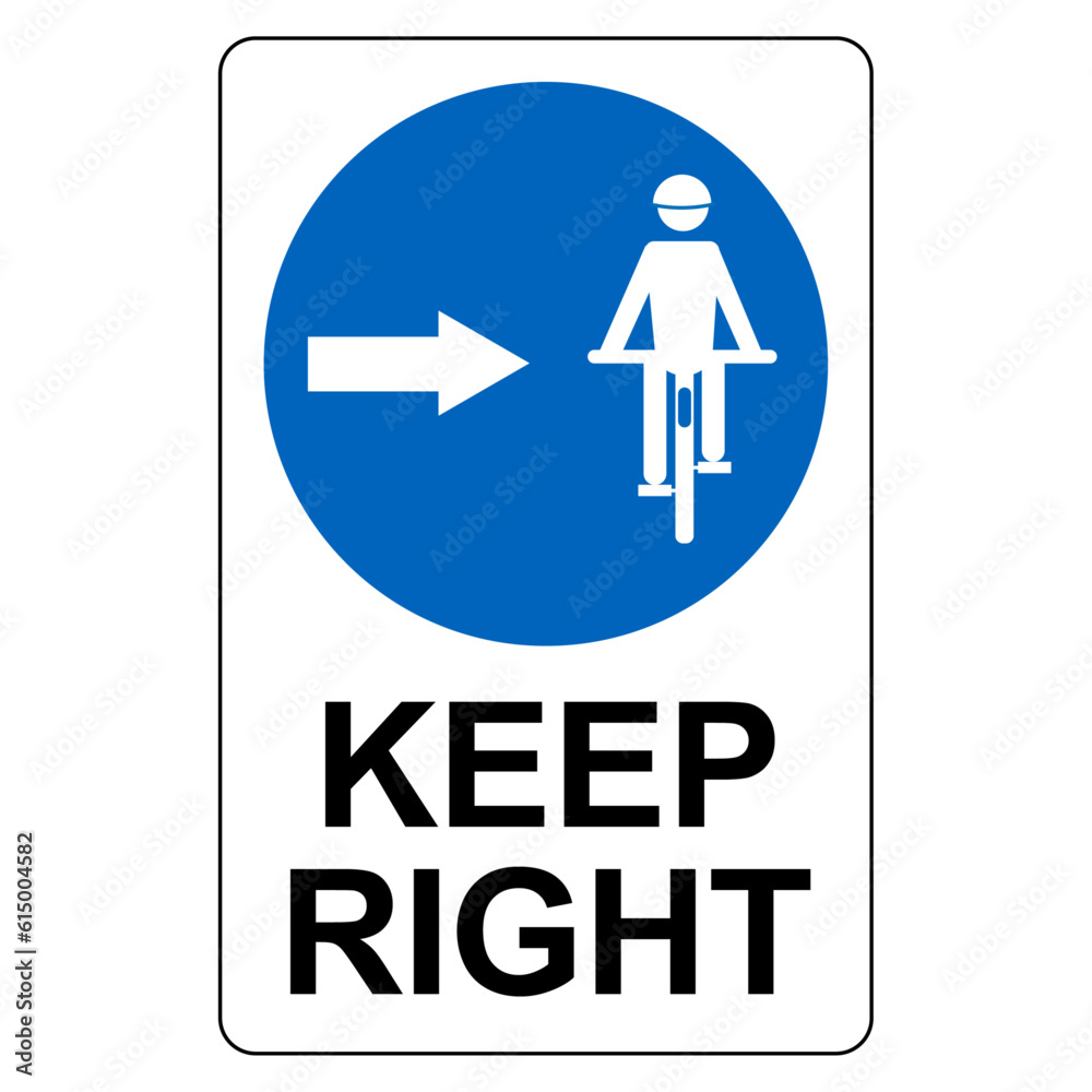 Vetor de Keep right, mandatory sign for cyclist on bike lane ...