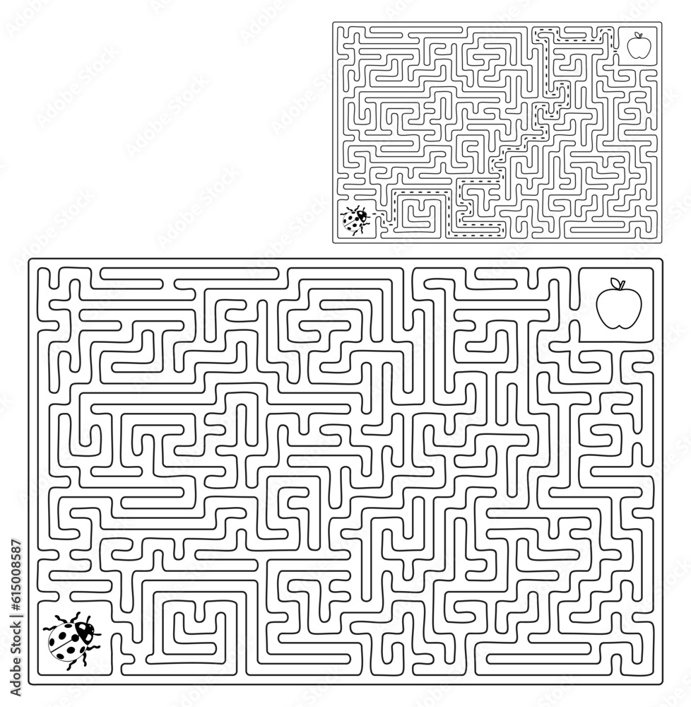 Maze Solving Game. A vector black and white illustration depicting a ...