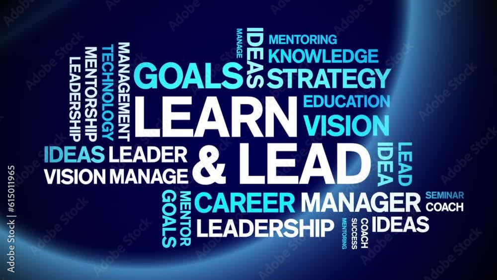 Learn and Lead animated tag word cloud;text design animation kinetic ...
