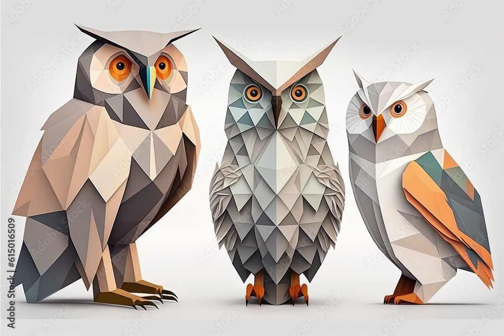 Paper folding of owl graphic with polygon shape style isolated on white ...