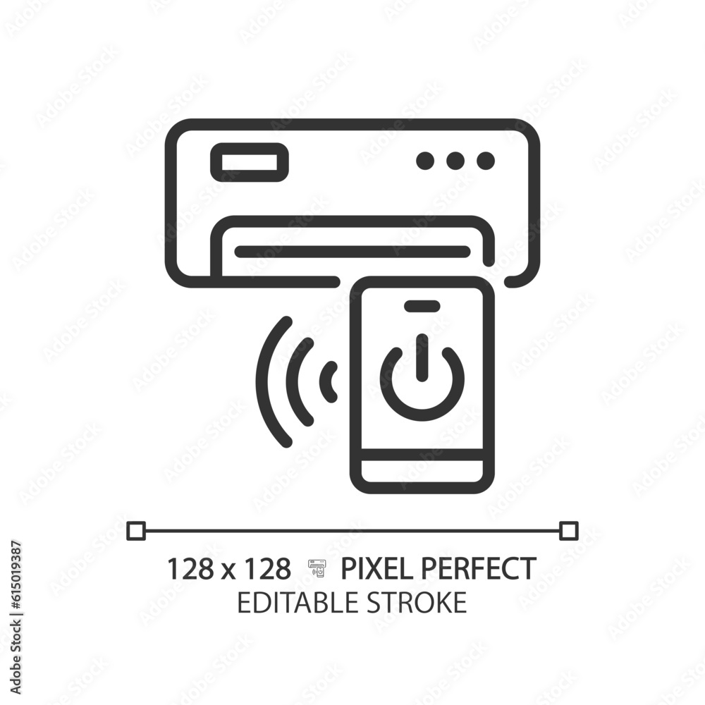Ac remote control linear icon. Air conditioner. Temperature control ...