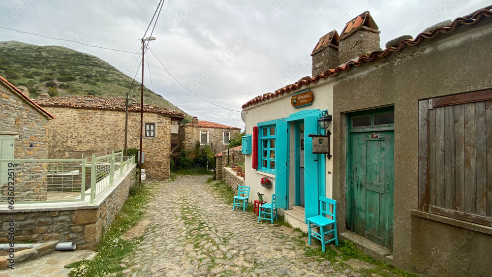 Gokceada, Canakkale, Turkey - May 18, 2023; Old Bademli is a famous ...