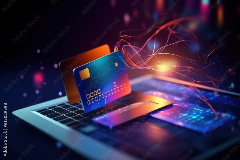 digital credit card online payment Digital internet network with global ...