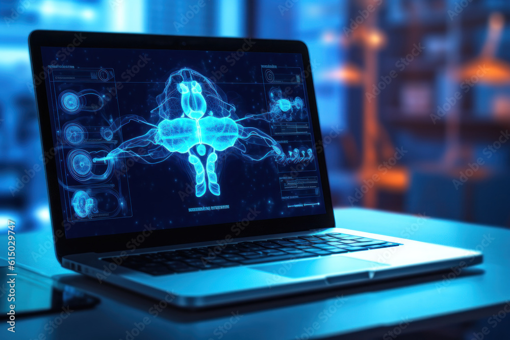 Medical technology research lab at the hospital Doctor using computer ...