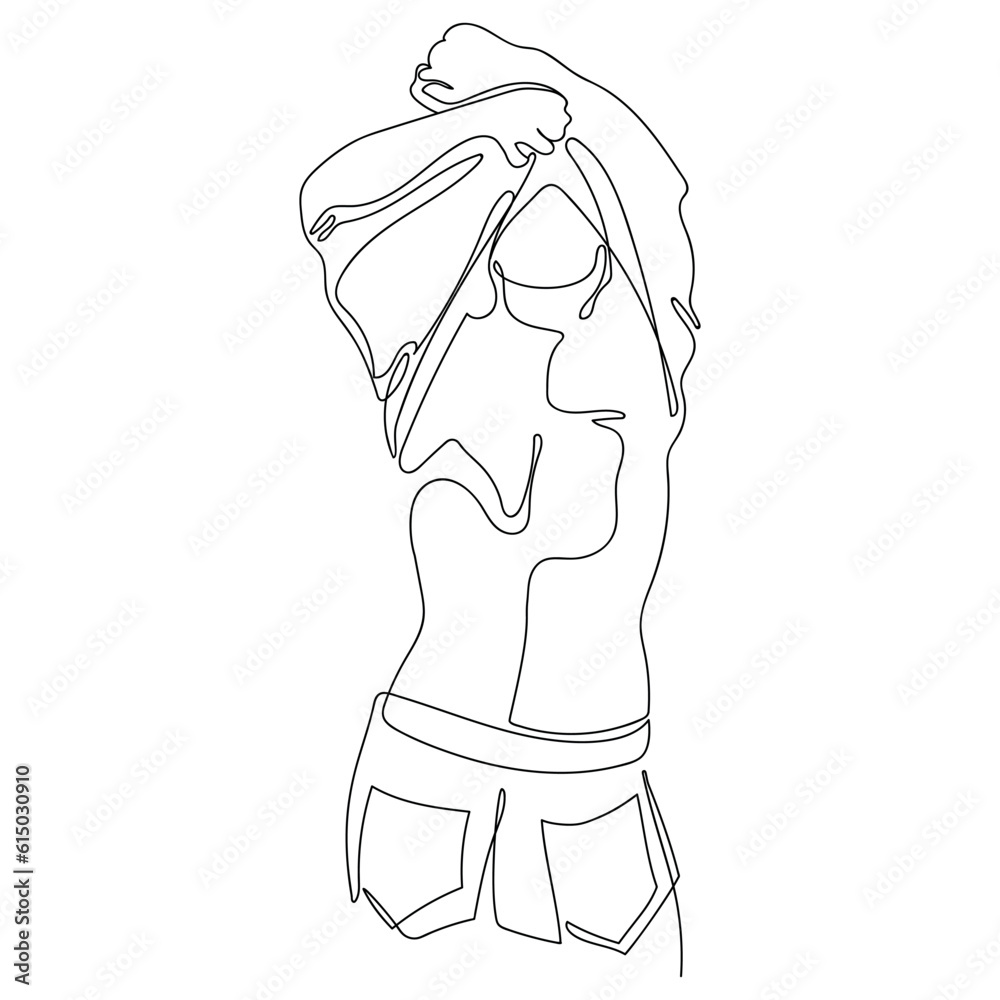 Continuous line male figure.Strong muscular man takes off his t shirt ...