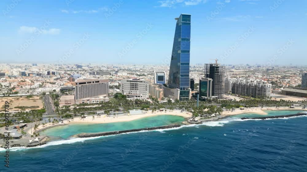 Jeddah: Aerial view of famous coastal city in v Saudi Arabia, skyline ...