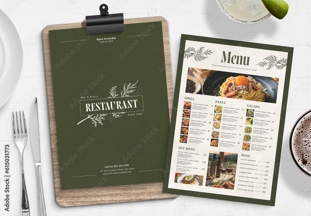 Rustic Food Menu Template for Restaurant Cafe Bar Pub Stock Template ...