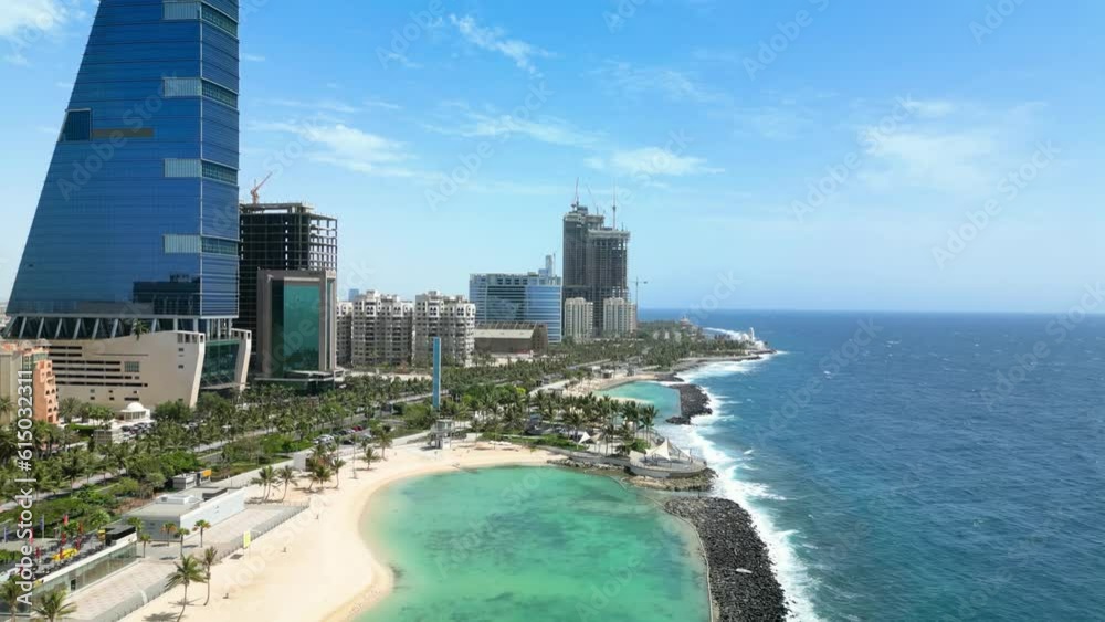 Jeddah: Aerial view of famous coastal city in v Saudi Arabia, skyline ...