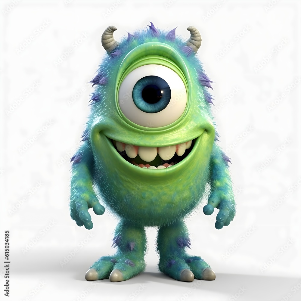full body view of green alien monster, super cute baby monster with ...
