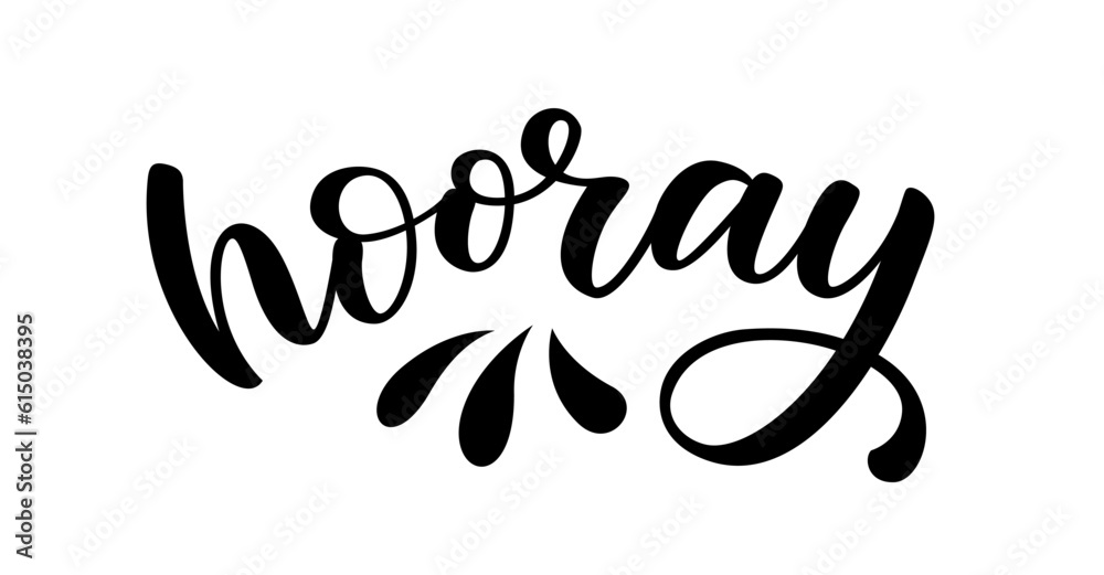 HOORAY TEXT. Hooray word. Hand drawn quote hooray. Happy phrase ...