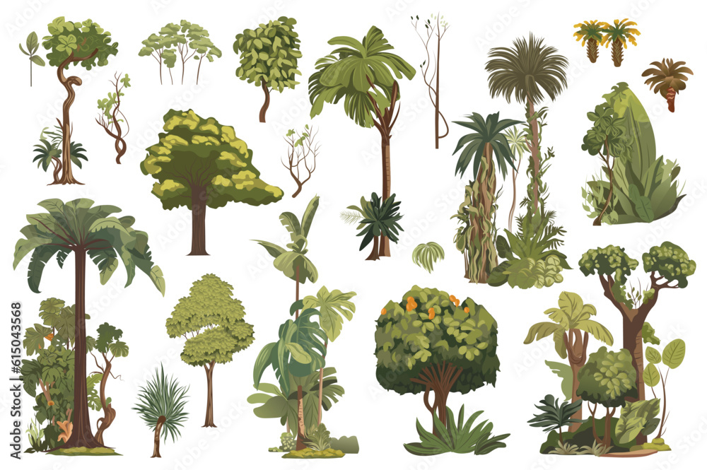 Artichelen tree set. Colorful cartoon artwork featuring a charming set ...