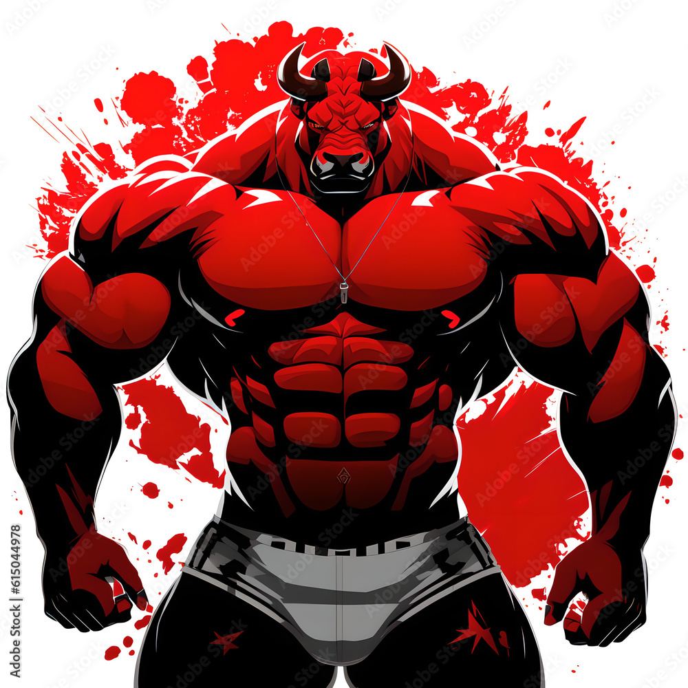 2D red angry bull unique artwork, generated with ai Stock Illustration ...