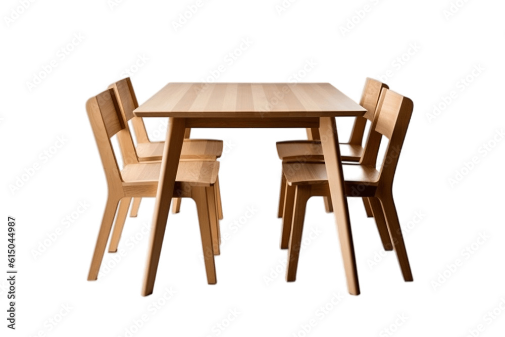 Isolated Modern Wooden Table with Chairs Cutout on Transparent ...