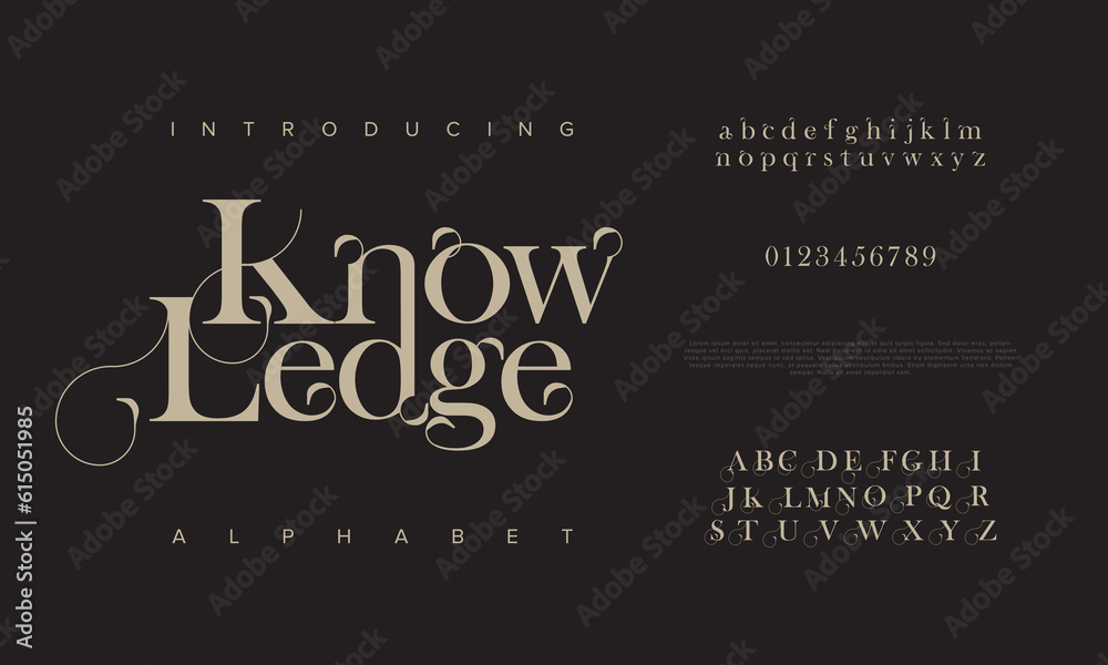 Knowledge premium luxury elegant alphabet letters and numbers. Elegant ...