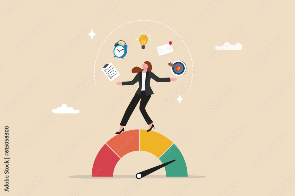 Productivity or work efficiency, employee performance or skill for work ...