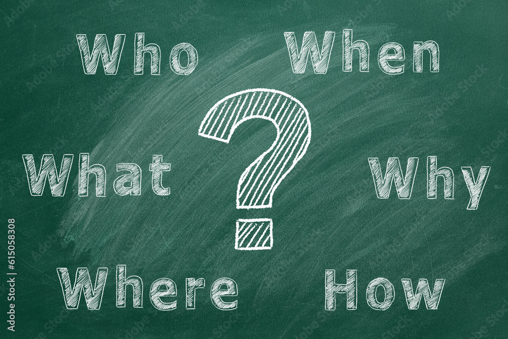 Six most common questions Who, what, where, when, why, how with ...