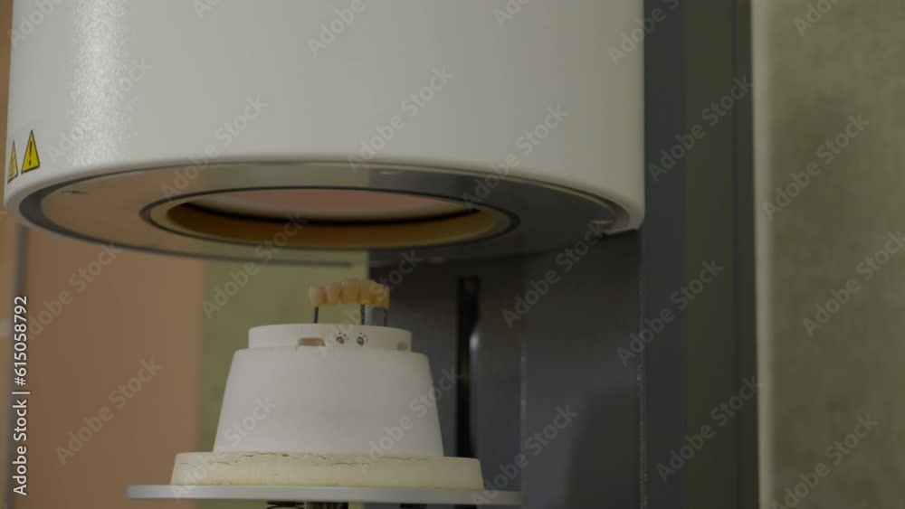 Dental Press Oven Using High Temperatures To Process The Material For Fake Teeth Dental Press