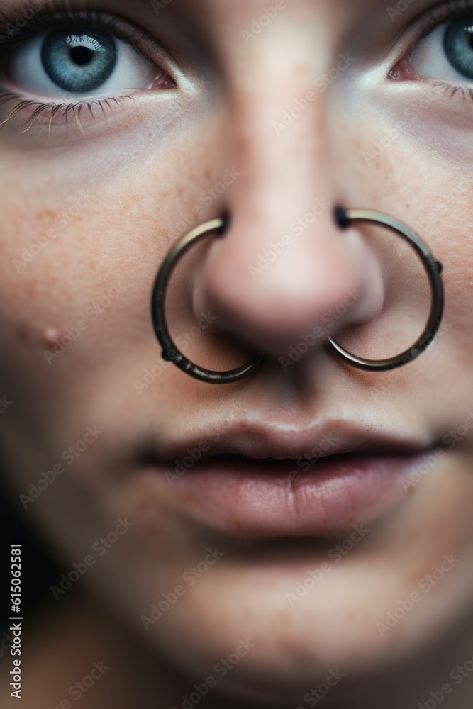 an extreme close up of a septum ring on an unknown individual, created ...