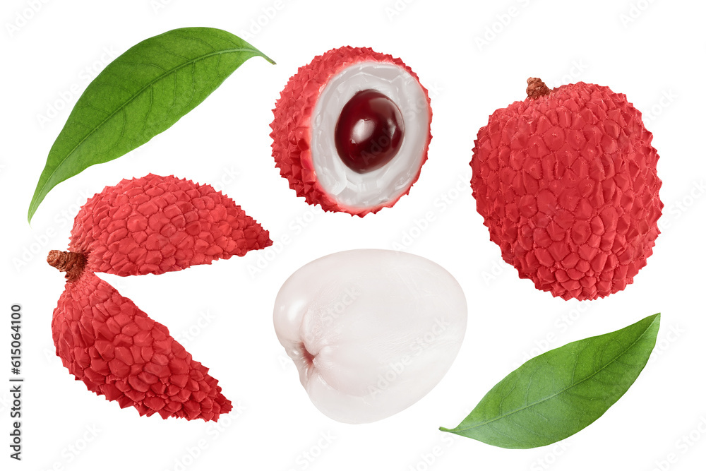 lychee fruit isolated on white background with full depth of field. Top ...