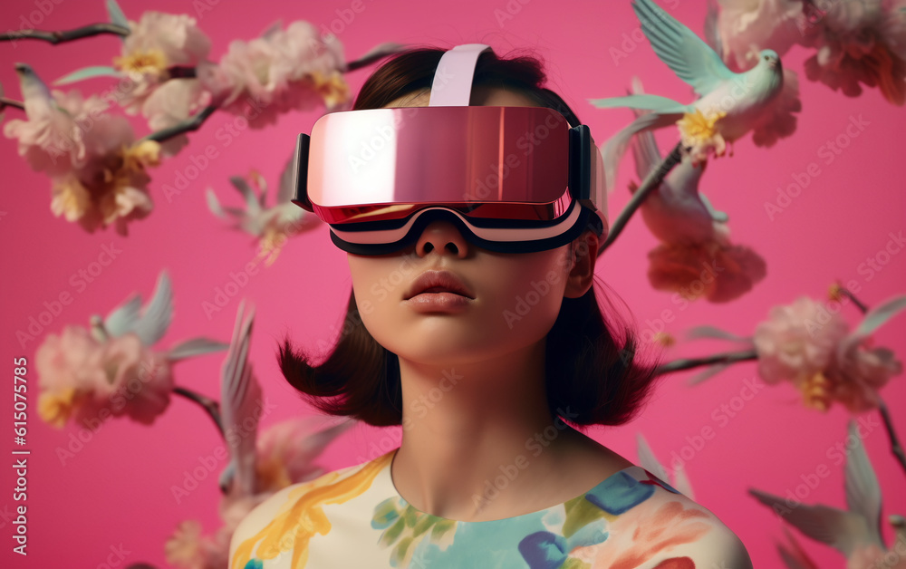 Ai-generated illustration of a fashionable woman wearing luxury virtual ...