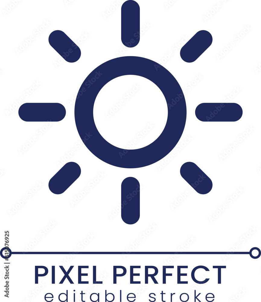 Brightness pixel perfect linear ui icon. Smartphone screen settings ...