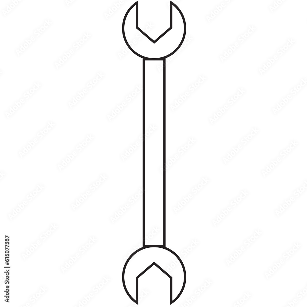 Digital png illustration of black outlined spanner on transparent ...