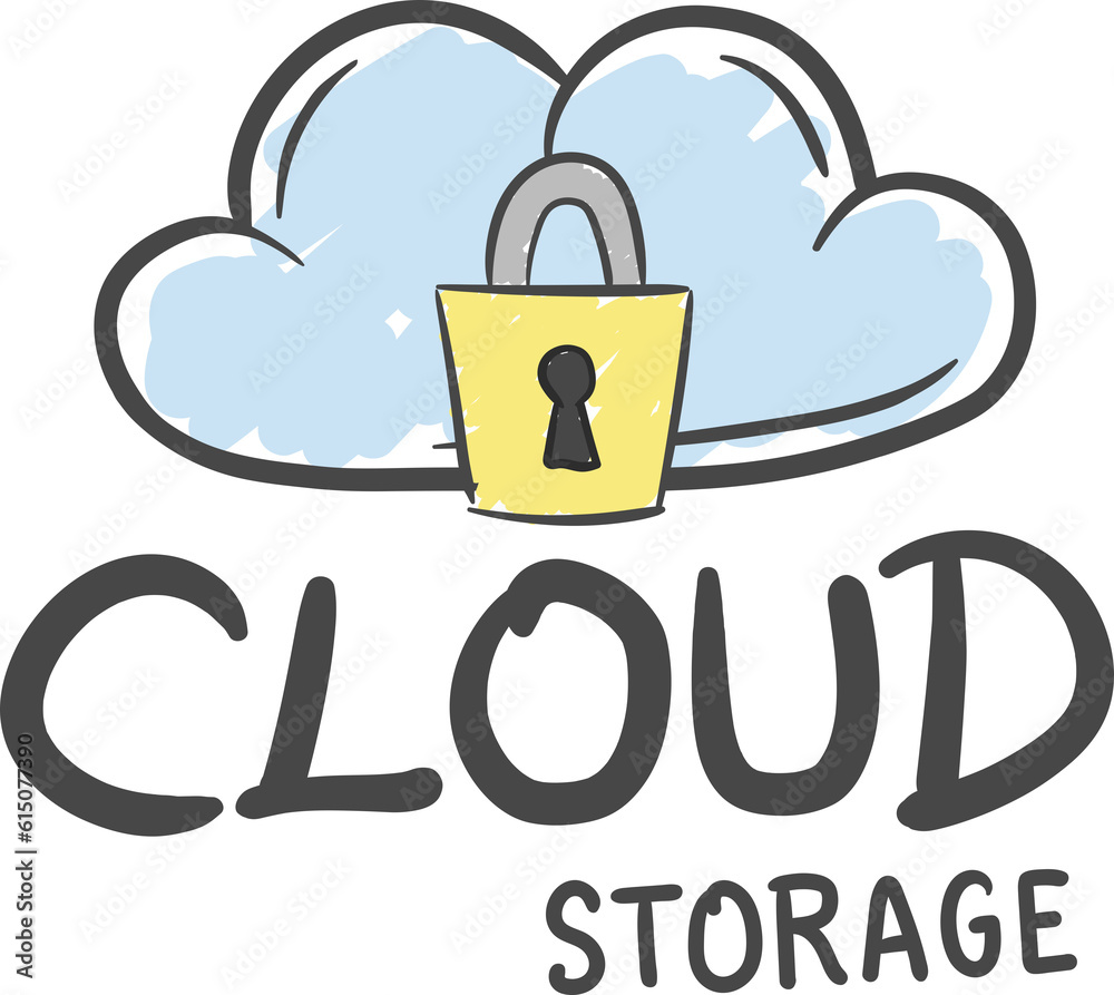 ภาพประกอบสต็อก Digital png illustration of cloud with padlock and cloud ...