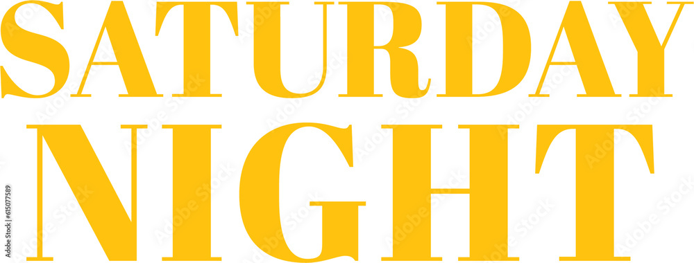 Digital png illustration of yellow saturday night text on transparent ...