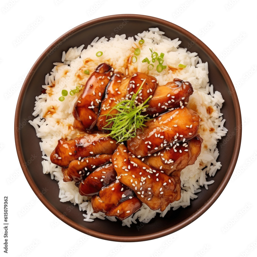 Delicious Chicken Teriyaki Bowl with Rice Isolated on a Transparent ...