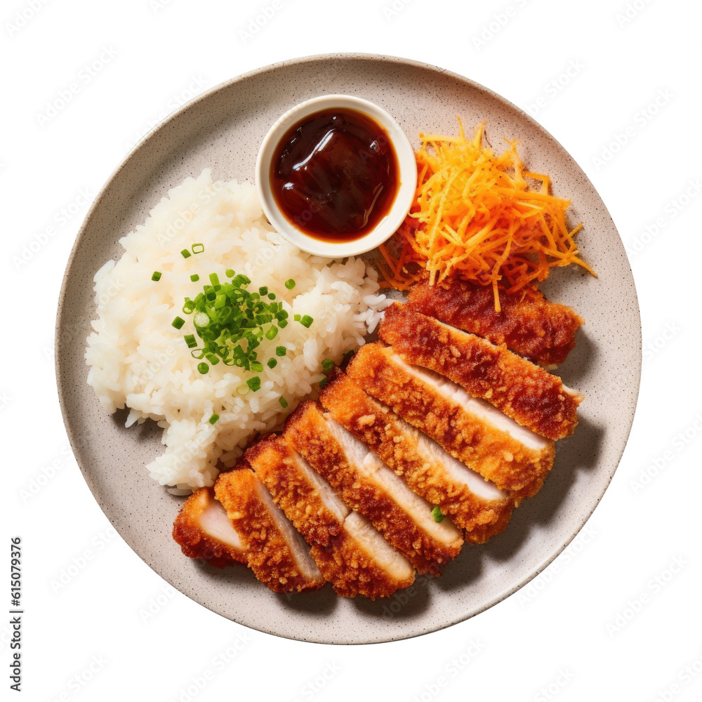 Delicious Plate of Japanese Tonkatsu and Rice Isolated on a Transparent ...