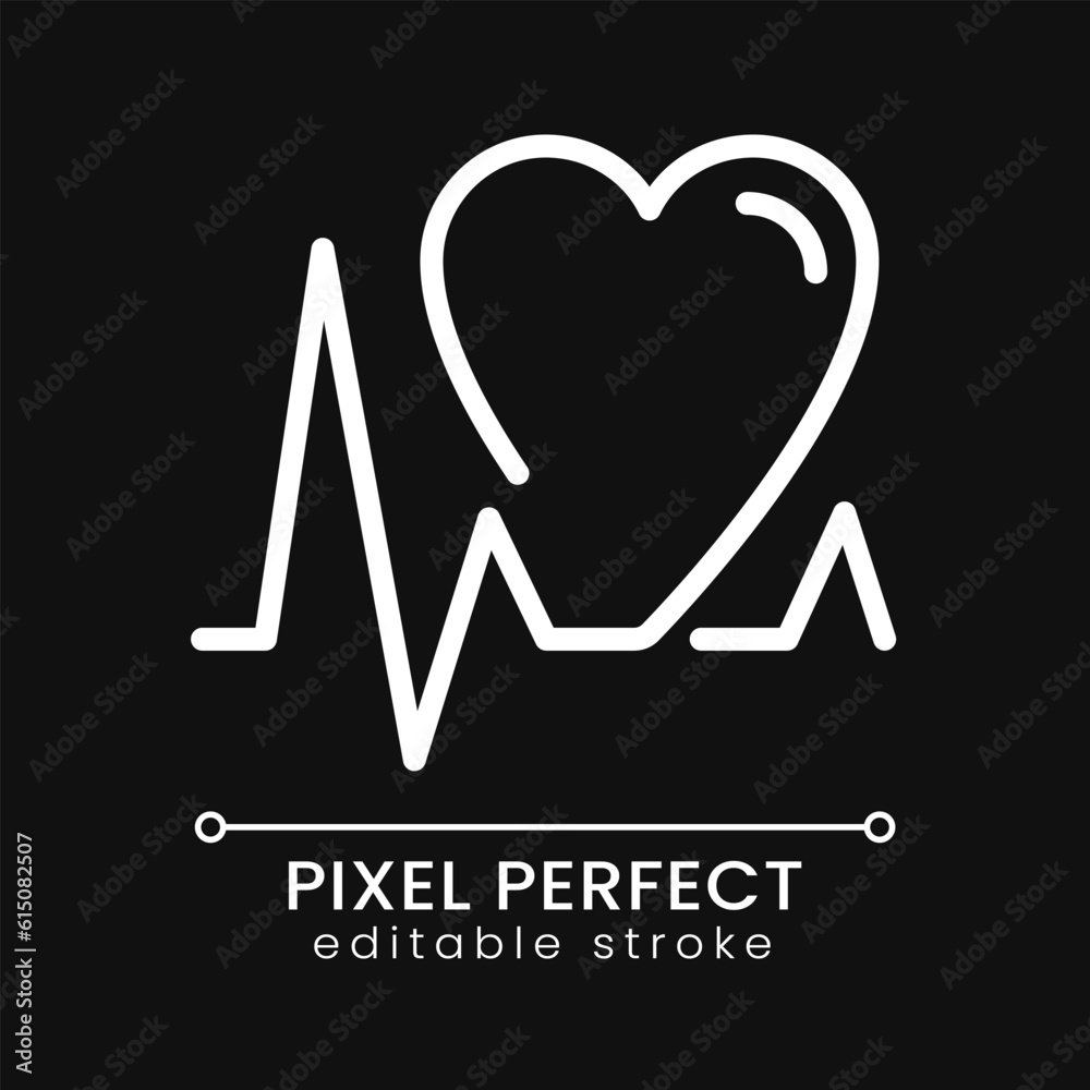 Cardiology pixel perfect white linear icon for dark theme ...