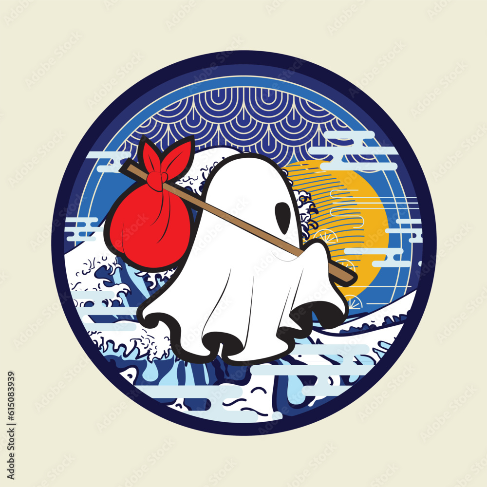 ghost illustration with japanese style for kaijune event, notebook ...