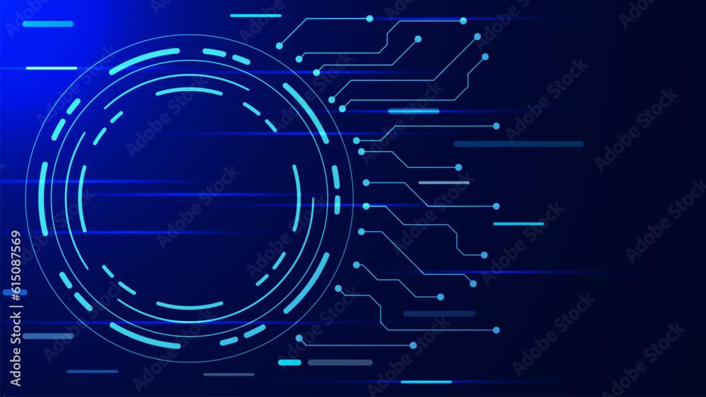 Abstract futuristic technology with hud and electronic circuit board ...