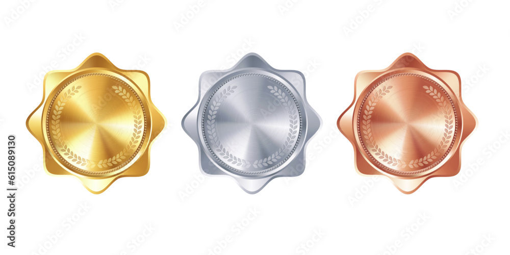 Blank medal templates in gold, silver, and bronze. Versatile designs ...