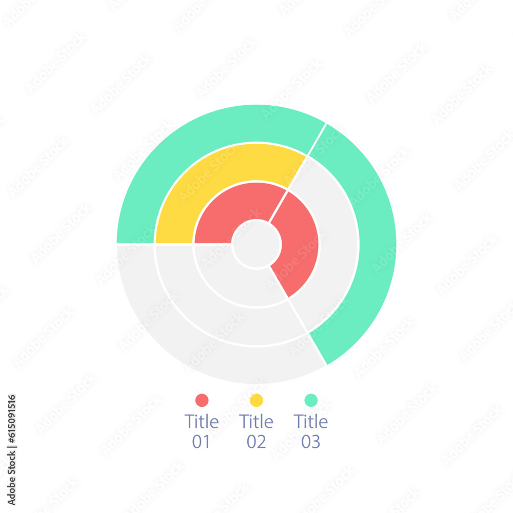 Concentric circle infographic chart design template with three segments ...