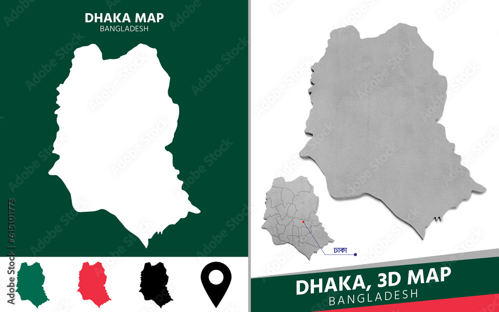 The 3d isometric map of Dhaka is a division image. 3d rendering. Cement ...