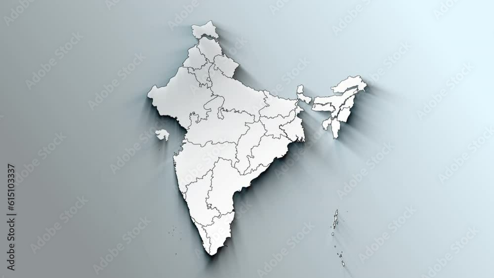 Modern White Map of India with States Stock Video | Adobe Stock